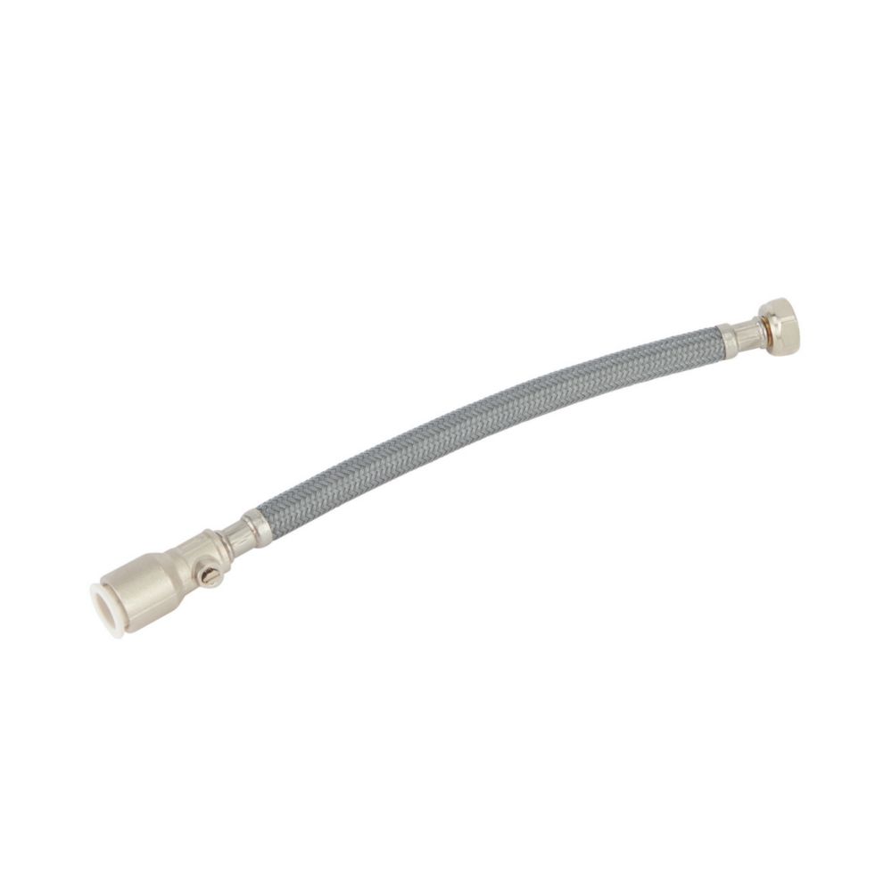 Flomasta Push-Fit Straight Flexible Hose with Isolating Valve 15mm x 1/ ...