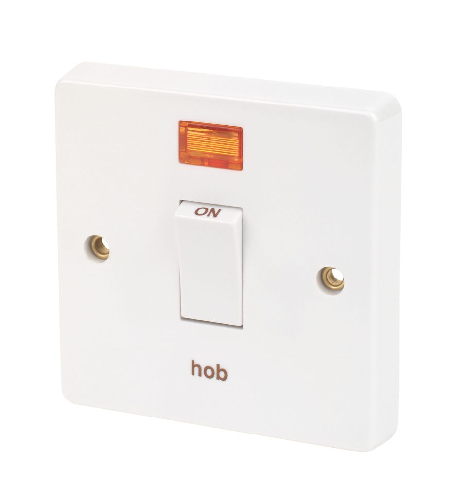 Crabtree Capital 20A 1-Gang DP Hob Switch White with Neon | Switches ...