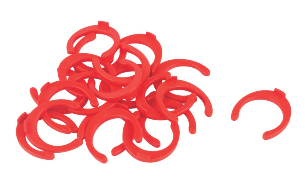 FloPlast FloFit+ Plastic Collet Clips Red 15mm 20 Pack - Screwfix