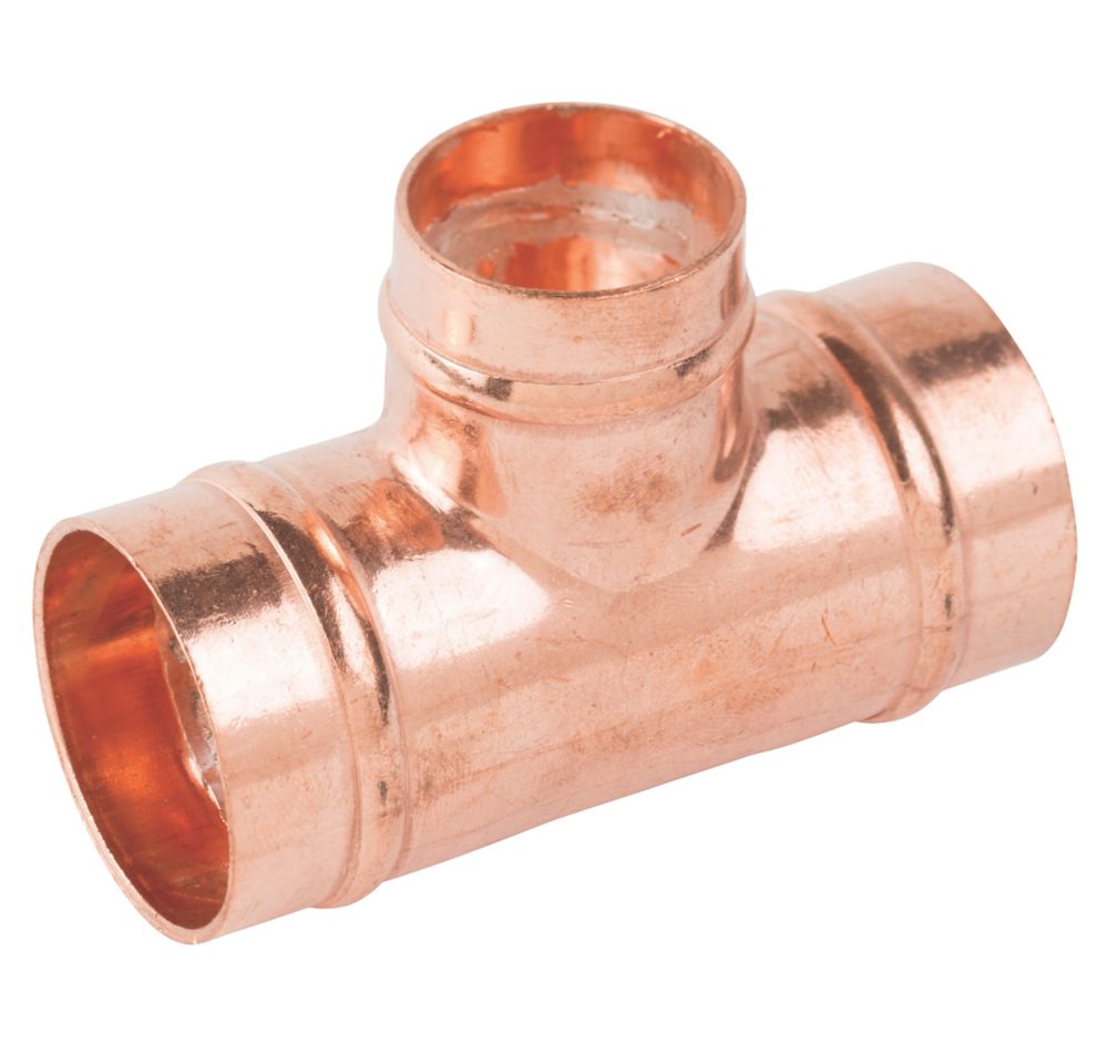 Midbrass Copper Solder Ring Reducing Tee 1" x 1" x 3/4" - Screwfix
