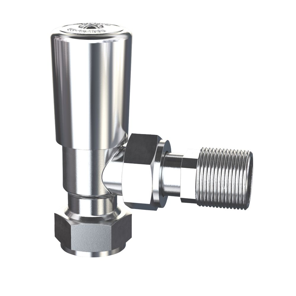 Drayton 15mm x 1/2" Chrome Angled Lockshield Radiator Valve - Screwfix