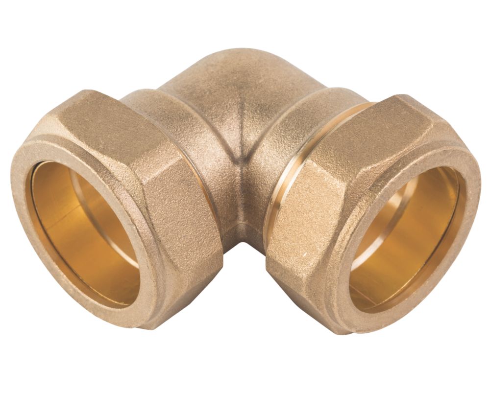 Midbrass Brass Compression Equal 90° Elbows 3/4" 2 Pack - Screwfix