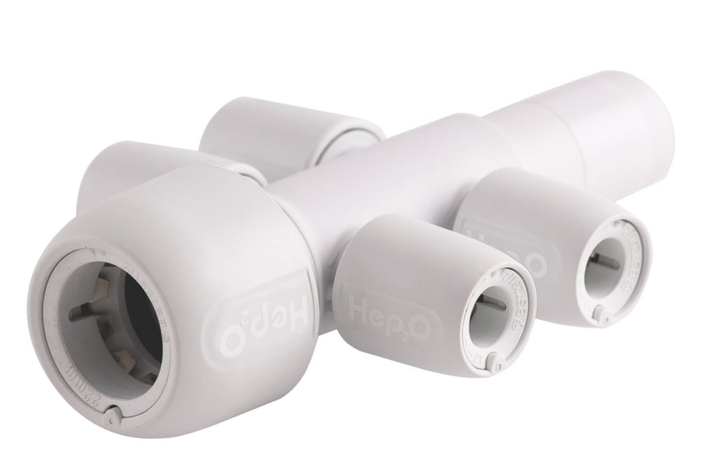 Hep2O Plastic Push-Fit Reducing 4 Port Closed Spigot Manifold 22mm x ...