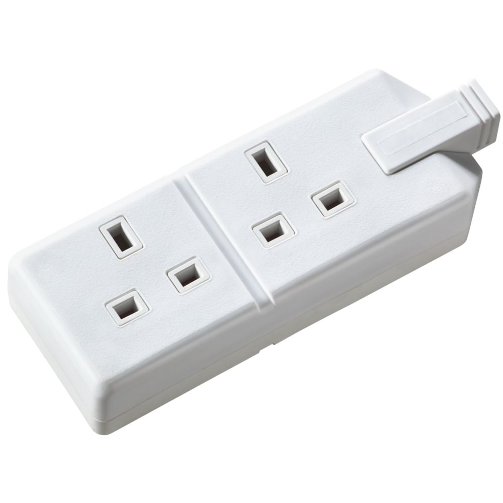 Masterplug 13A 2-Gang Unfused Rewireable Socket White - Screwfix