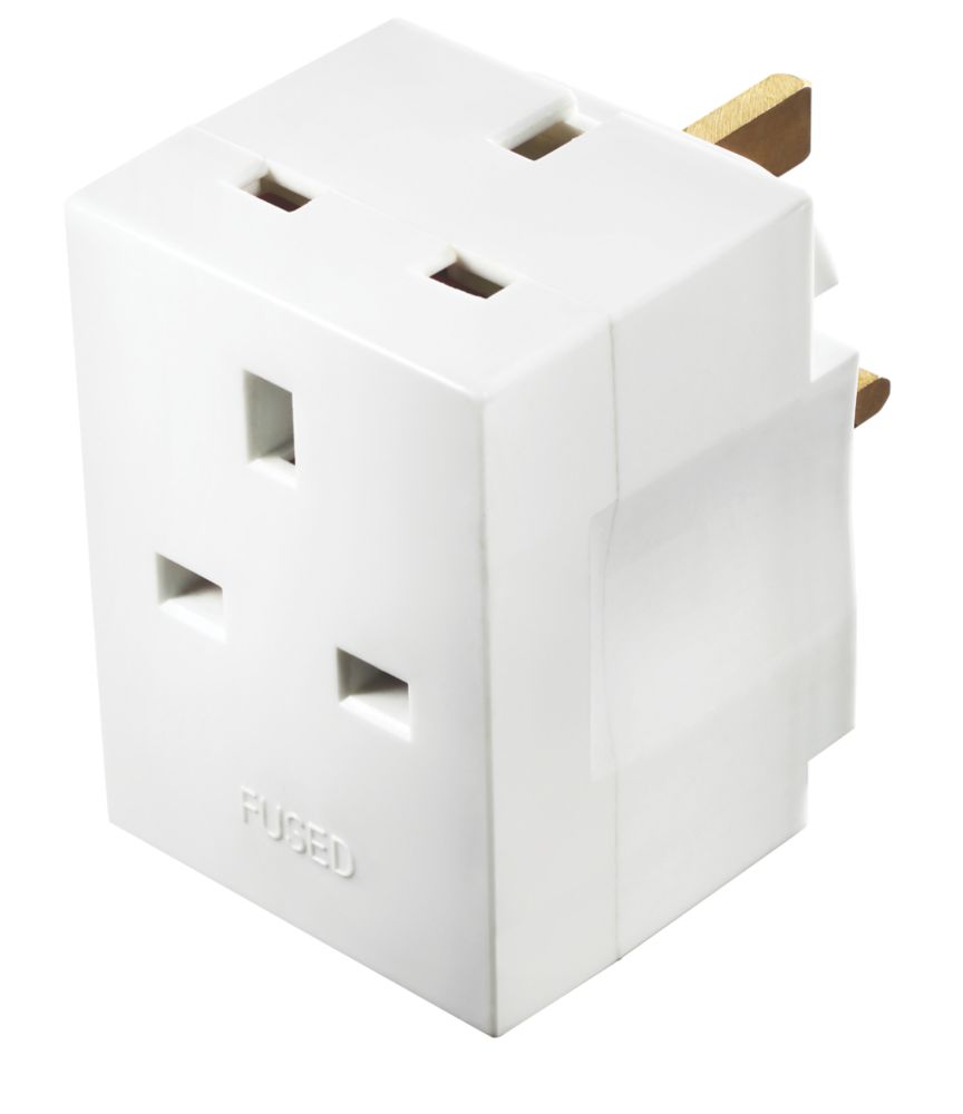 Masterplug 13A Fused 3-Way Plug Adaptor - Screwfix