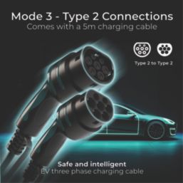 Masterplug 32A 22kW 3-Phase Mode 3 Type 2 Plug EV Charging Cable 5m ...