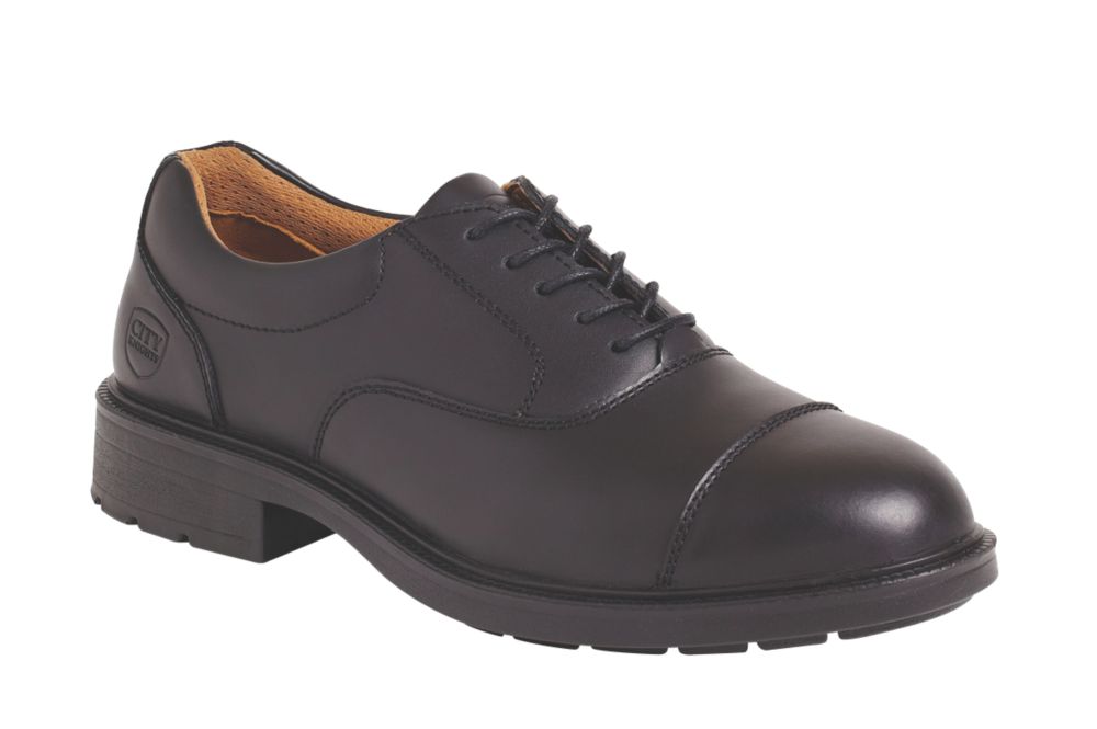 City Knights Oxford Size 10 Black Steel Toe Cap Safety Shoes - Screwfix