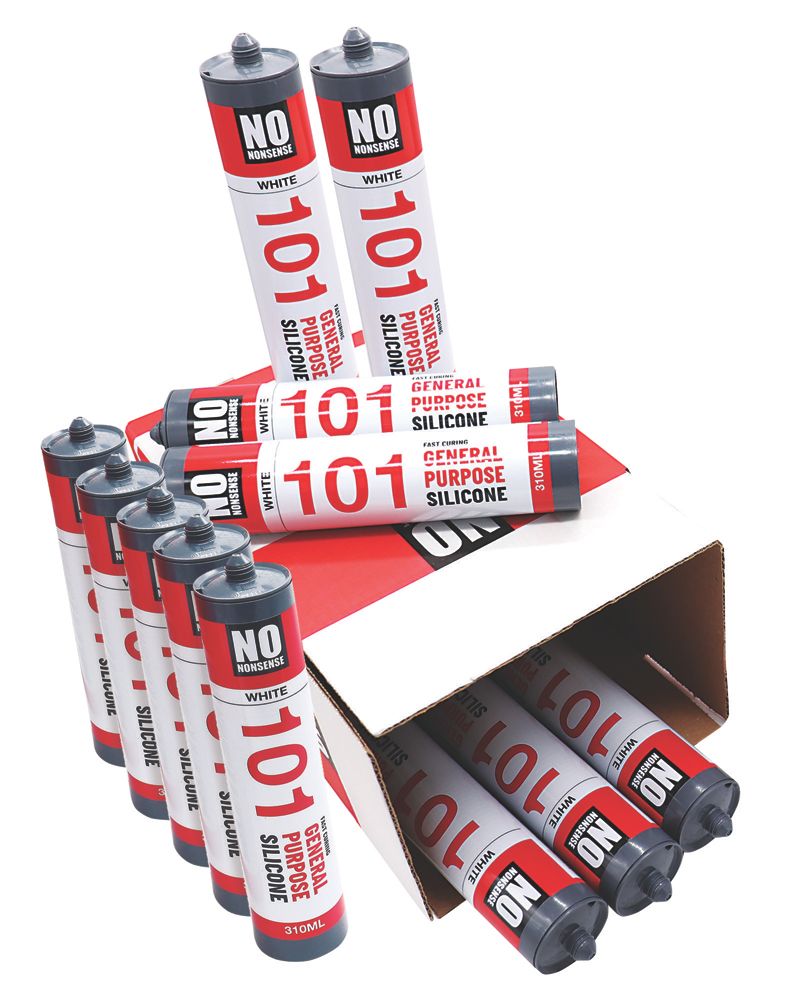No Nonsense 101 General Purpose Silicone White 310ml 12 Pack - Screwfix