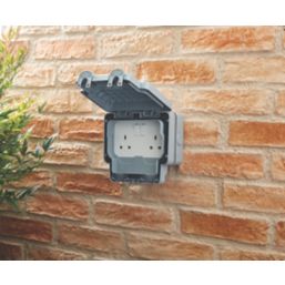 MK IP66 13A 2-Gang DP Weatherproof Outdoor Switched Socket - Screwfix