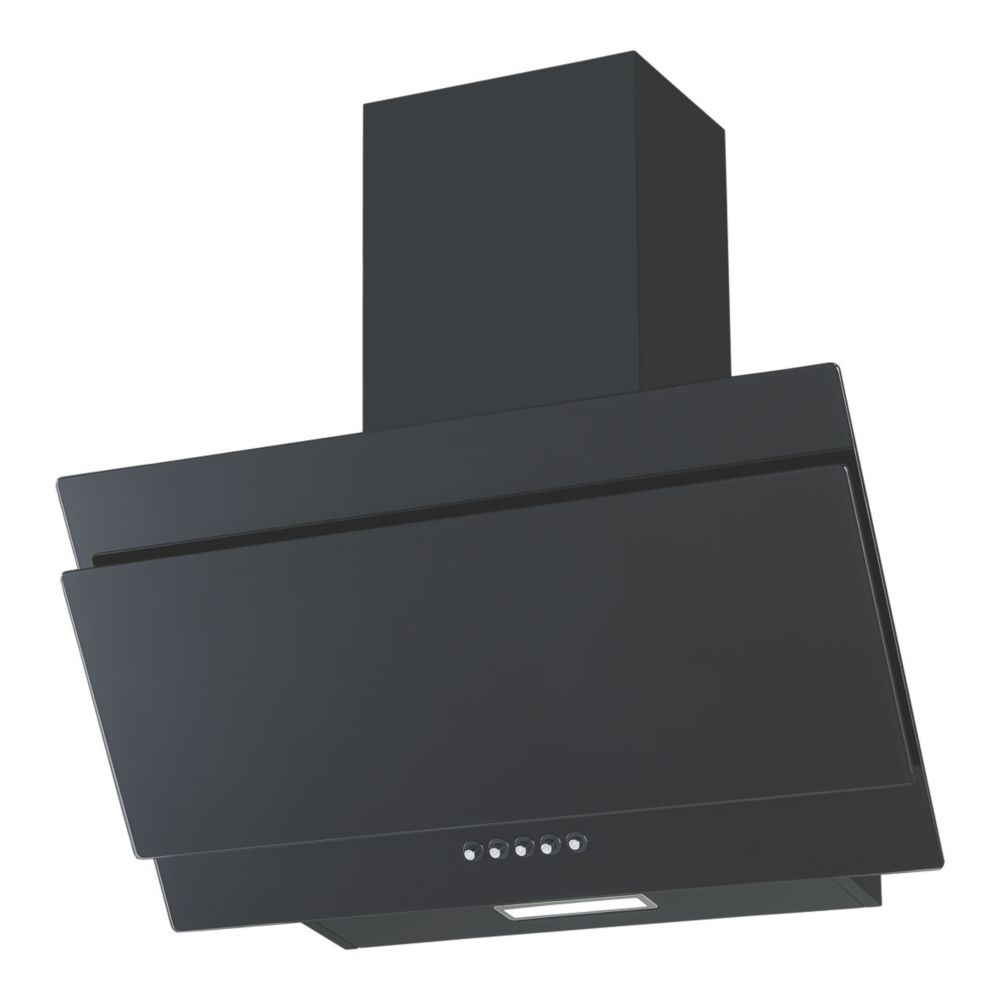 Essentials Angled Glass Hood Black 600mm - Screwfix