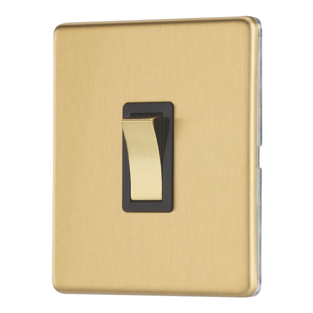 Contactum Lyric 20A 1-Gang DP Control Switch Brushed Brass with Black ...
