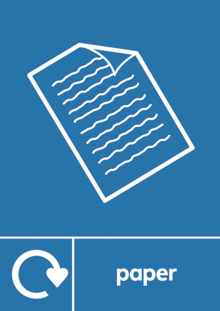 Essentials Paper Recycling Sign 297mm x 210mm - Screwfix