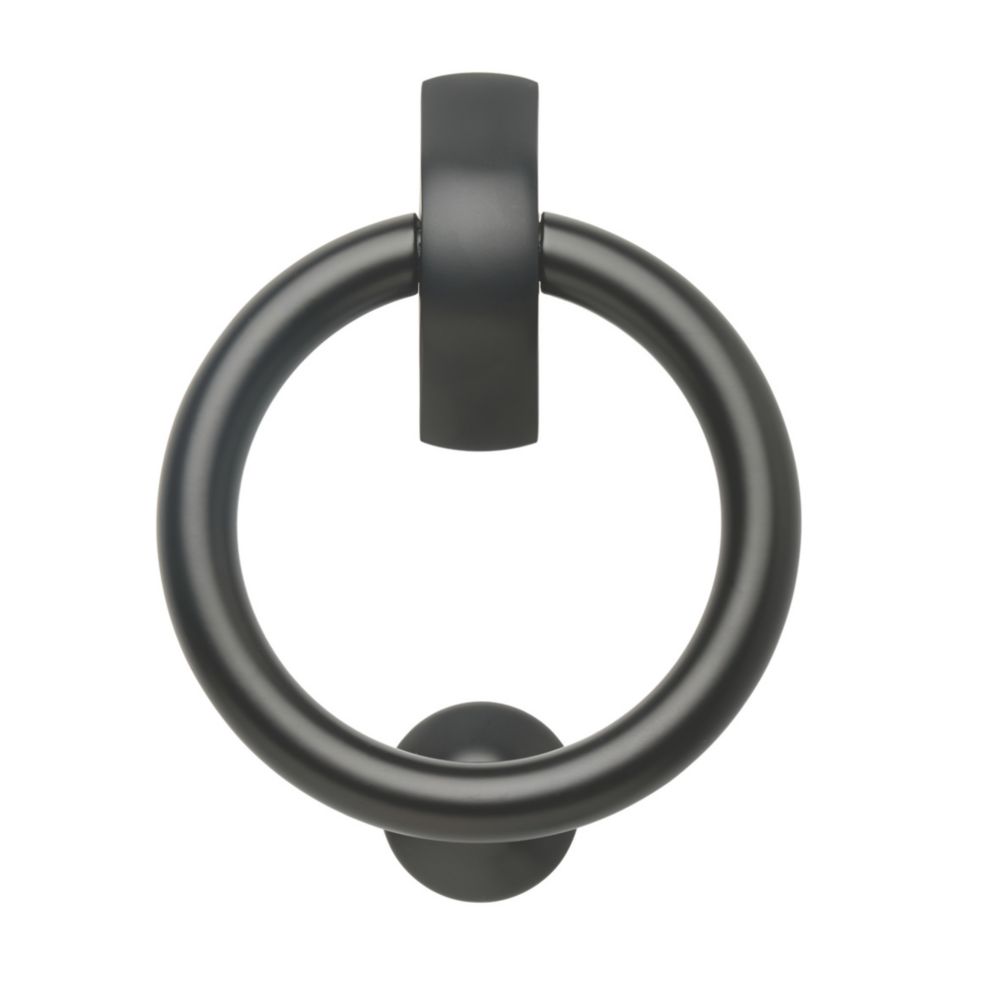 Hardware Solutions Door Knocker Ring Matt Black 26mm x 178mm - Screwfix