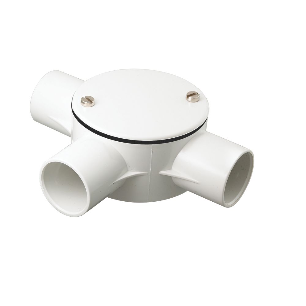 Tower 3 Way 25mm Tee Box White - Screwfix