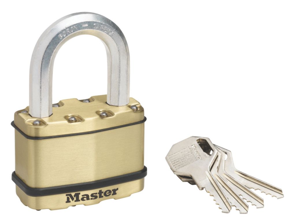 Master Lock Excell Laminated Steel Weatherproof Long Shackle Padlock ...