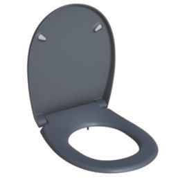 Bemis Click Clean Classic Soft Close with Quick Release Toilet Seat Thermoset Plastic Grey Screwfix