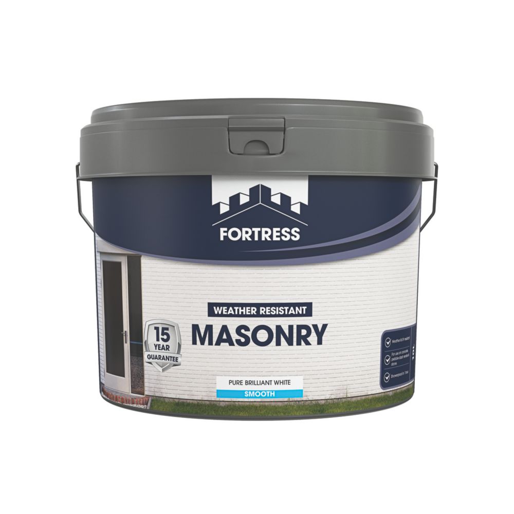 Fortress 10Ltr Smooth White Masonry Paint - Screwfix