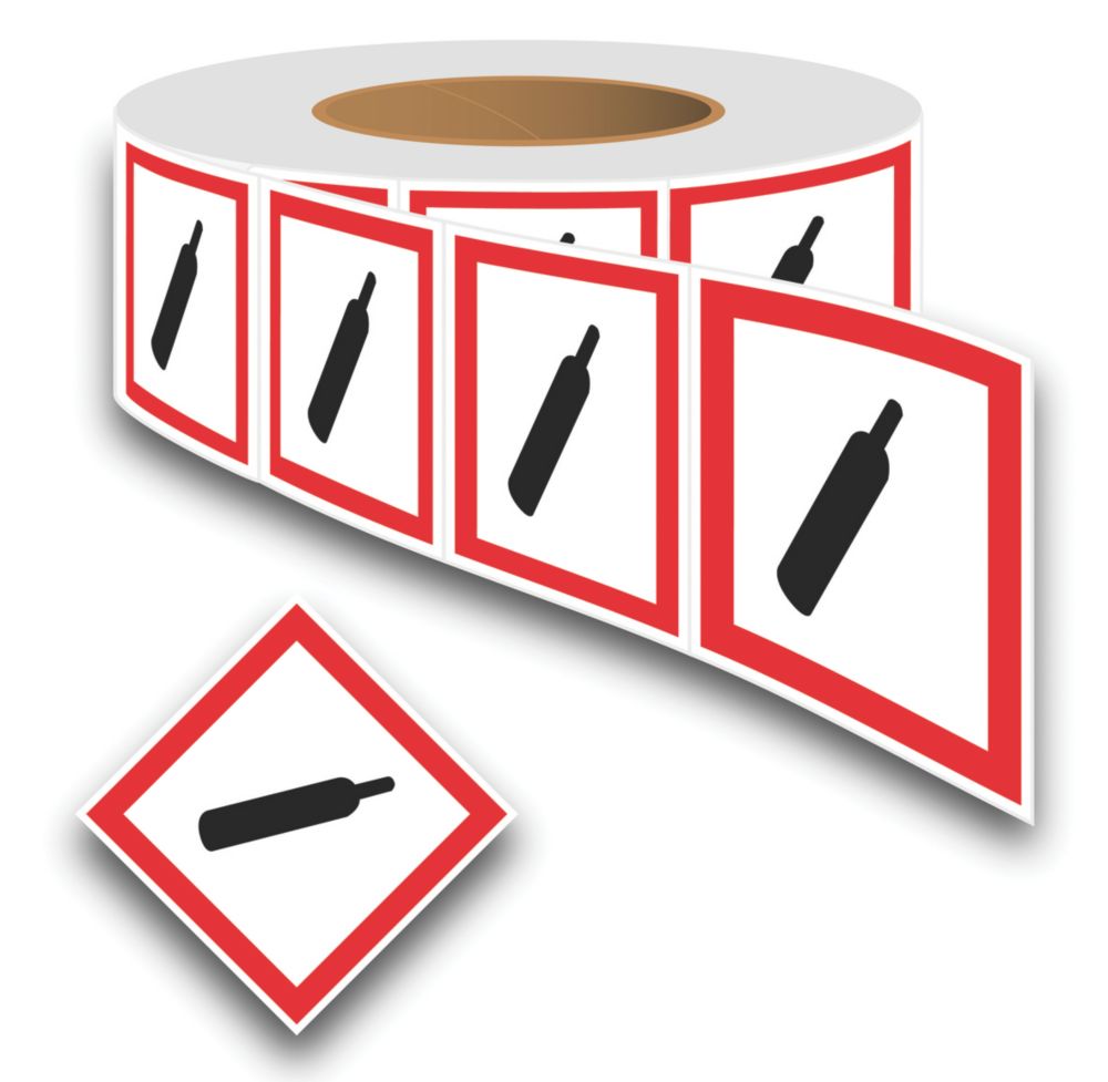 Essentials Compressed Gas GHS Labels (Roll) 100mm x 100mm - Screwfix