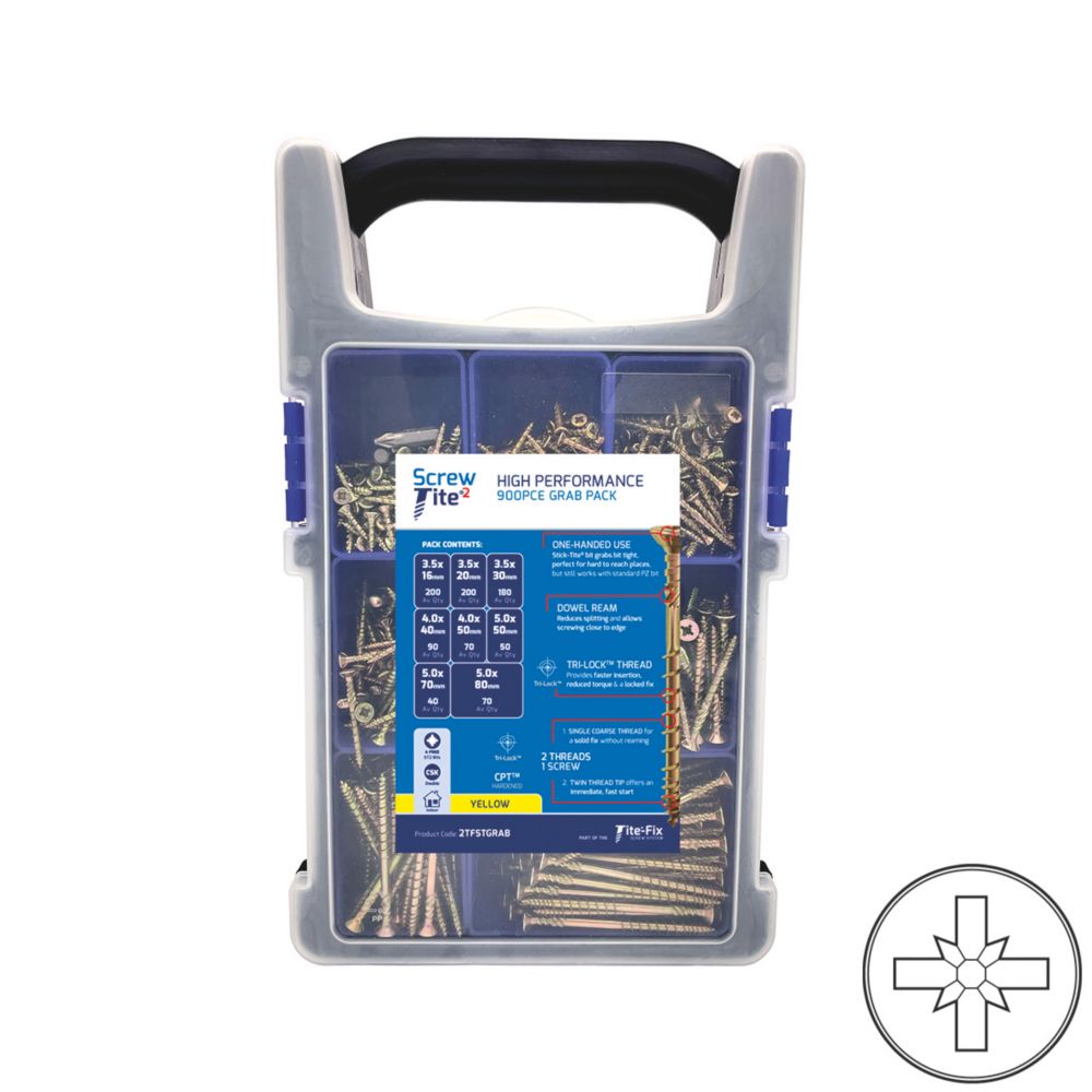 Screw-Tite 2 2TFSTGRAB PZ Double-Countersunk Grab Pack 900 Pcs - Screwfix