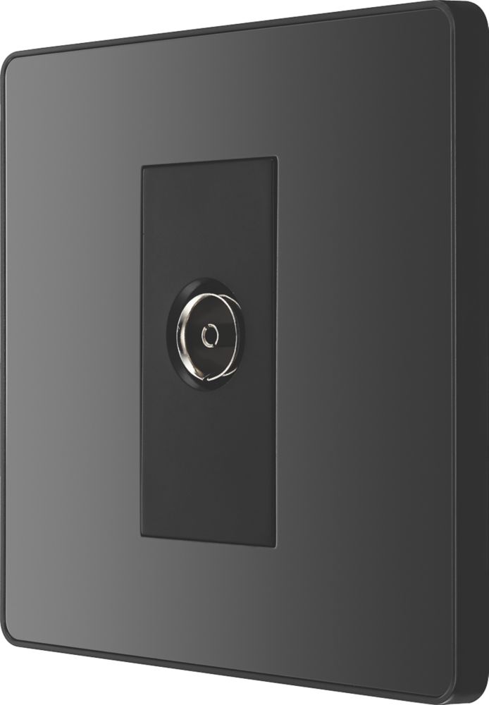 British General Evolve 1-Gang Coaxial TV / FM Socket Black with Black ...
